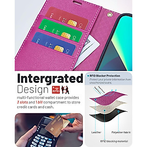 OCASE Compatible with iPhone 15 Plus Wallet Case, PU Leather Flip Folio Case with Card Holders RFID Blocking Kickstand [Shockproof TPU Inner Shell] Phone Cover 6.7 Inch 2023, Litchi Rose