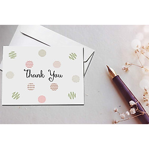 Oaklyn Blank Thank You Cards Set with Envelopes - Professional Paper with an Assortment of Designs and Blank White Inside - Bulk Pack of Small Notes (48 Pack)