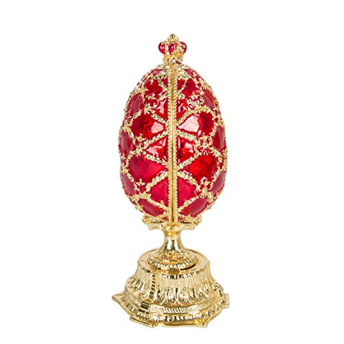 QIFU Hand Painted Enameled Faberge Egg Style Decorative Hinged Jewelry Trinket Box Unique Gift For Home Decor