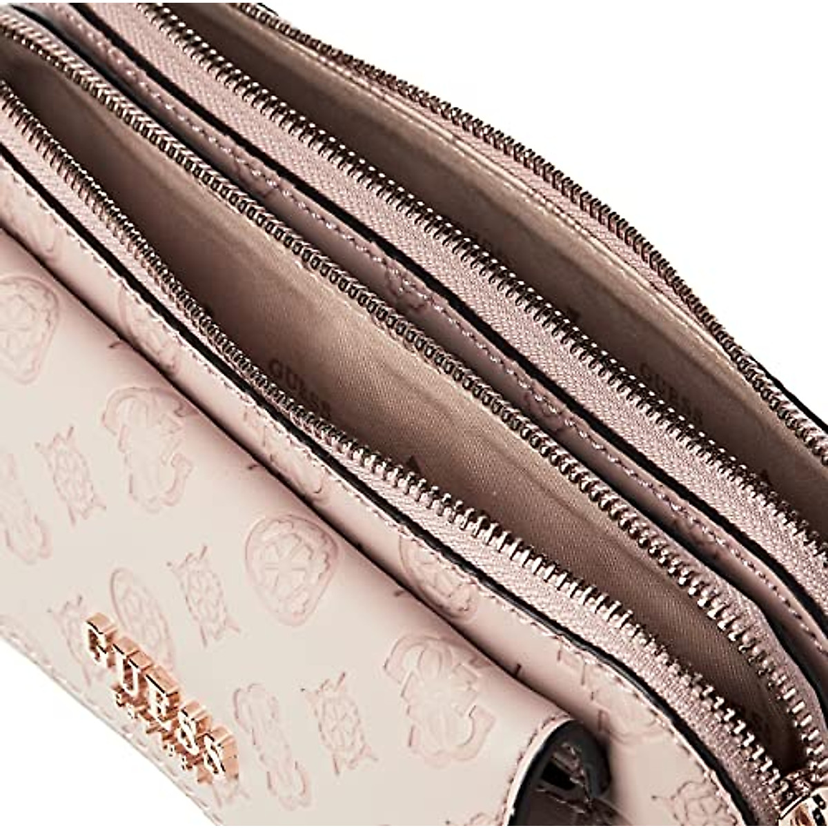 GUESS Sirrah Double Zip Crossbody, Buff Logo