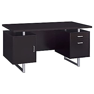 Coaster Furniture Lawtey Modern Contemporary 2 Drawer Home Office Writing Desk Storage File Cabinet Silver Metal Frame Cappuccino Brown 801521