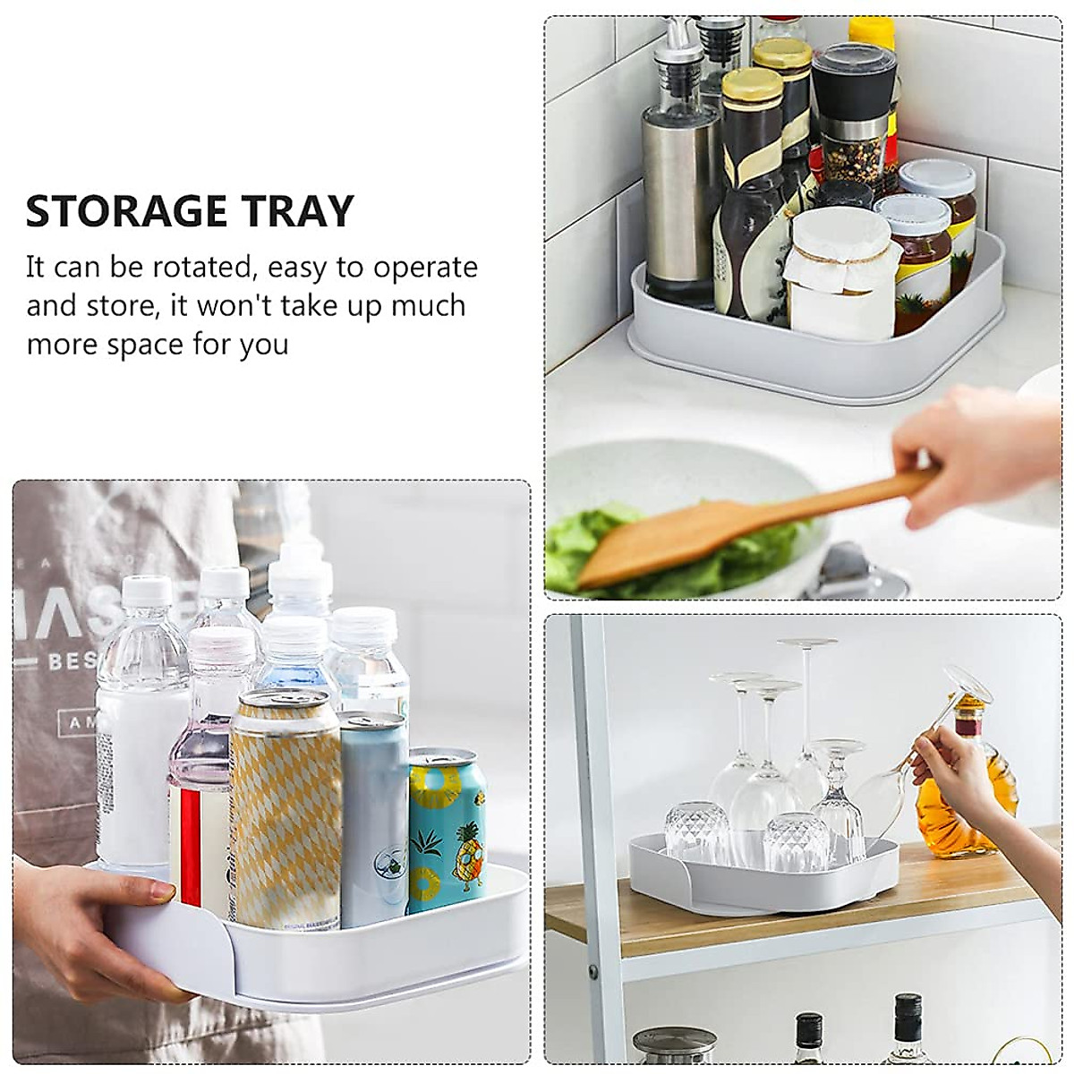 Hemoton 1pc Plastic Storage Dresser Seasoning Organizer for Cabinet Turntable Cake Stand Storage Rack Rotating Rack Spices Vanity Desk Rotating Spice Rack to Rotate White Food Single Layer