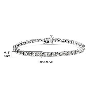 Haus of Brilliance .925 Sterling Silver 1.0 Cttw Lab Grown Diamond Illusion-Set Miracle Plate Tennis Bracelet (G-H Color, VS1-VS2 Clarity) - Size 7.25"