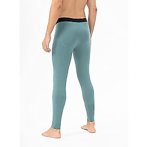 DAVID ARCHY Men's Soft Thermal Underwear Rayon-Acrylic Blend Fiber Thermal Bottoms Warm Base Layers Pants (L, Dark Gray/DA Blue)