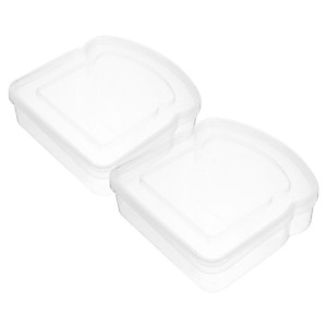 WESIEVYA 2pcs Small Sandwich Containers Clear Sandwich Box Small Bread Case Container Plast
