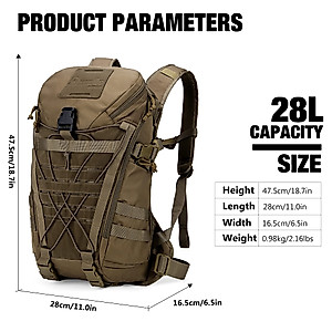 Mardingtop 28L Military Backpack, Tactical Backpack Molle Men Camping Hiking Traveling Motorcycle Backpacks for Unisex