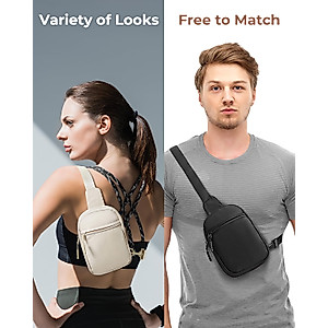 CHOLISS Small Sling Bag for Women and Men, Crossbody Bags Trendy Fanny Packs Chest Bag with Extended Strap, Cream