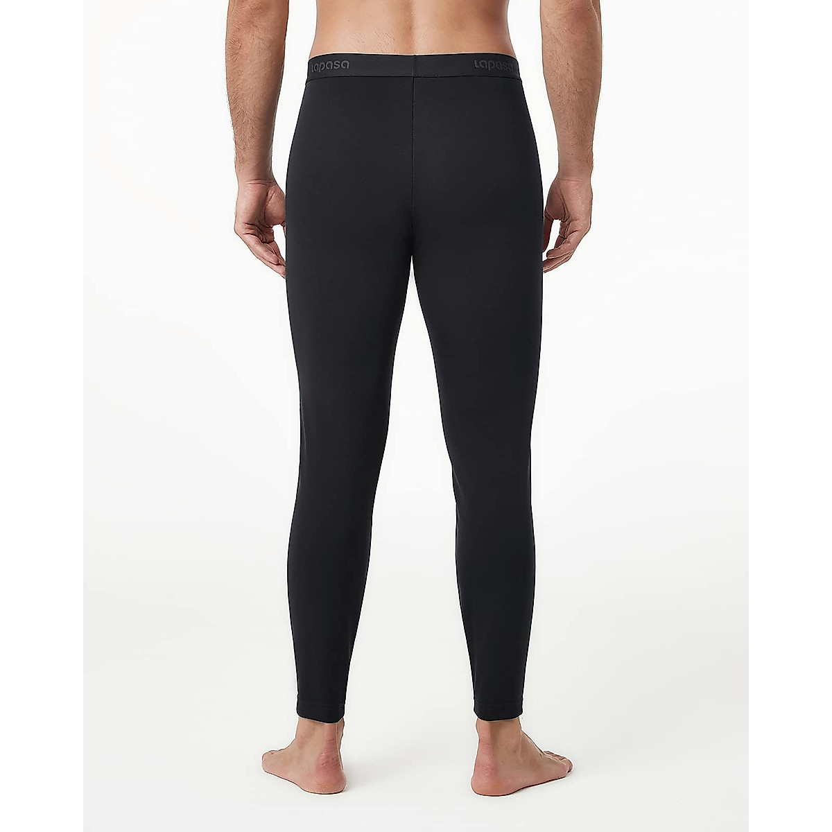 LAPASA Men's Thermal Underwear Bottom Long Johns Pants Fleece Lined Base Layer Lightweight Stretchy Cold Weather Winter Thermoflux 300 Extra Warm M25 Medium Black