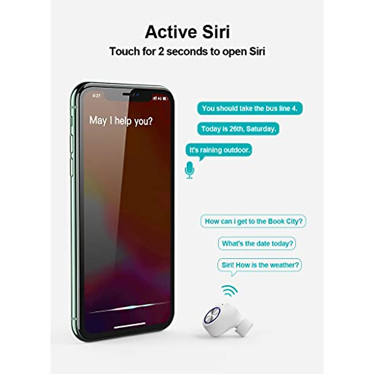 True Wireless Earbuds Bluetooth 5.0 with Charging Case,Mini HD Stereo Sound Noise Cancelling in-Ear Headphones,Touch Control IPX4 Waterproof Sports Earphone Built-in Mic (Pink)