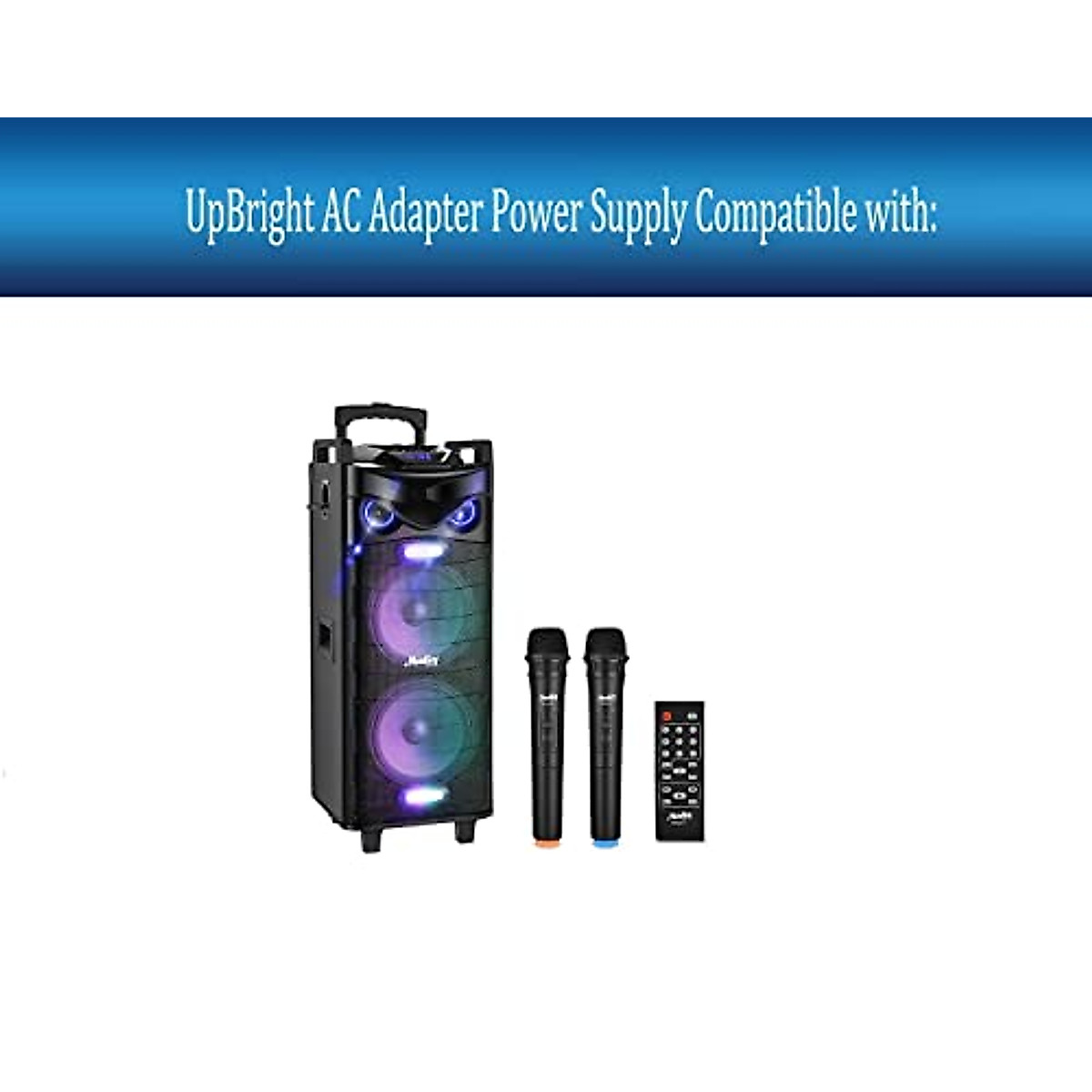 UpBright 15V AC/DC Adapter Compatible with Moukey MTs12-1 MTs210-1 12V 4.5Ah Lead-Acid Battery Karaoke Machine PA System Portable Bluetooth Speaker MTs121 MTs2101 15VDC 2A Power Supply Cord PS Charger