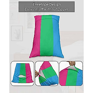 Edwiinsa Pink Green Blue Pillow Covers Standard Size Set of 2 20x26 Bed Pillow, Modern Abstract Art Aesthetics Striped Plush Soft Comfort for Hair/Skin Cooling Pillowcases with Envelop Closure