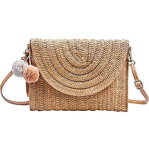 Freie Liebe Straw-Purses for Women Summer Woven Crossbody-Bags Clutch Purses