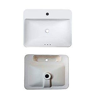 WinZo WZ6123D Drop-in Bathroom Vessel Sink Rectangular Semi-recessed Vanity Basin Included Porcelain Pop Up Drain White