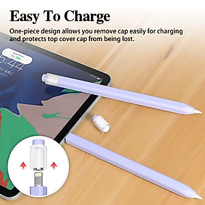 JOOSKO Classic Silicone Pencil Case Compatible with Apple Pencil 1st Generation Case Cover Sleeve,[with 5 Cloth Fiber Silicone Tip Cover],Non-Slip (Lavender)