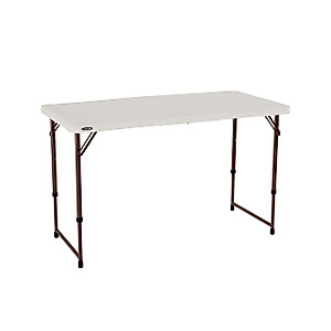 Lifetime 4432 4-Foot Half Adjustable Folding Table, Almond