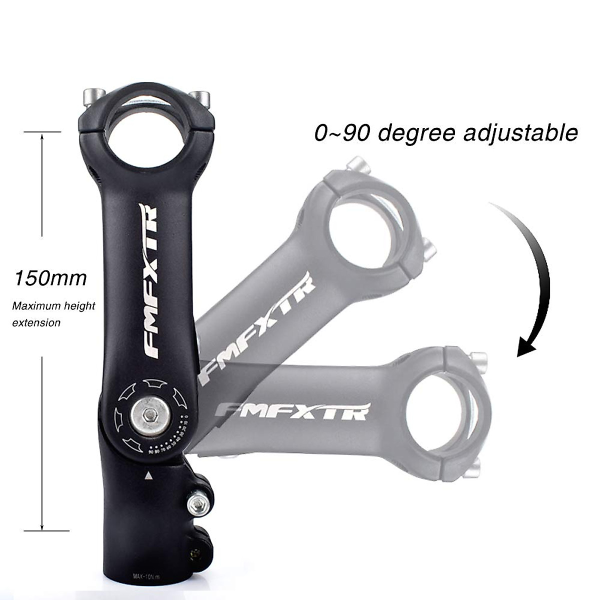 FOMTOR Adjustable Stem 0~90 Degree 110mm MTB Adjustable Bike Stem for 25.4mm(1") Handlebar, Suitable for Most of Mountain Bike, Road Bike, BMX
