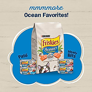 Friskies Purina Natural Wet Cat Food, Ocean Favorites Meaty Bits with Tuna, Crab & Brown Rice - (24) 5.5 oz. Cans