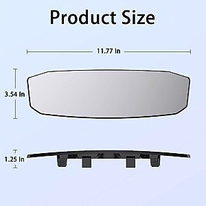 Car Rear View Mirror, 12 Inch Car Interior Panoramic Convex Rearview Mirror, Clip-On HD Wide Angle Extended Curved Mirror, Reduce Blind Spot Effectively, Universal Car Accessories (Irregular White)