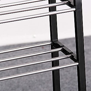 PCSMH 4-Tier Shoe Rack,Resin and Metal FootweaOrganizer,Rugged,Space-Saving,Easy to Assemble,Multi-Purpose Shoe Rack,Hold 12-Pair Shoes