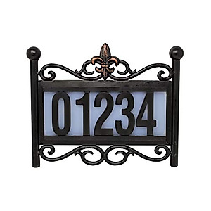 Natures Mark Solar Power Lighted House Numbers Address Stake Sign - LED Illuminated Outdoor Metal Light Up House Number Sign Decor for Home Yard Street (Metal Stake)