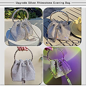 TOPALL Upgrade Rhinestone Evening Bag Silver Purse Sparkly Diamond Silver Clutch Purses for Women Party Club Wedding (Medium)