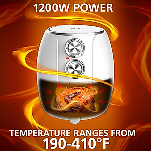 Brentwood 3.2-Quart Small Electric Air Fryer, Timer & Temp. Control (white, silver), Normal, AF-300W