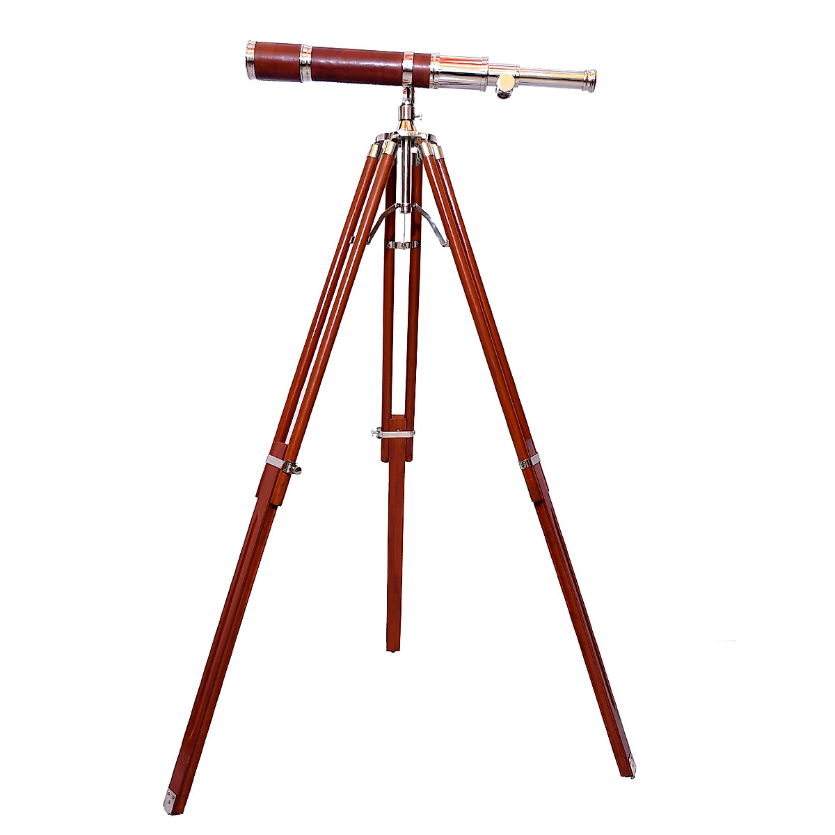 Marine Standard High Magnification Tube Telescope Handmade Antique Tripod Telescope Single Barrel Spyglass Nautical Decorative