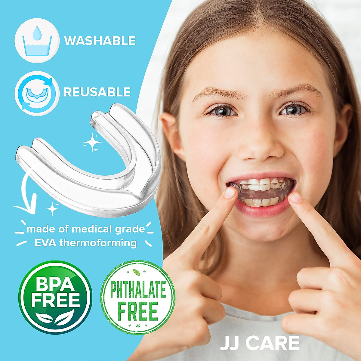 JJ CARE Mouth Guard (2 Pairs), Best Value Comes Retainer Cleaner Tablets, Custom Moldable Night Guards for Teeth Grinding at Night, Dental Mouth Guard for Sleeping