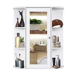 Home Bathroom Wall Mount Cabinet Storage Shelf Over Toilet w/Mirror Door