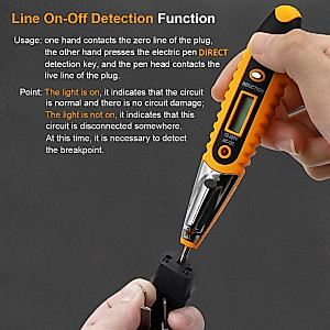 Smgda Digital Voltage Circuit Tester Pen 12V-220V DC & AC Voltage Detector NO Battery Intelligent Induction Electroprobe with LED Light for Home Repair and Detection