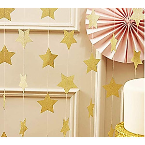 65Ft/20 Meters Star Paper Garland Bunting Banner Party Birthday Hanging Decoration Baby Shower Decor (Gold)