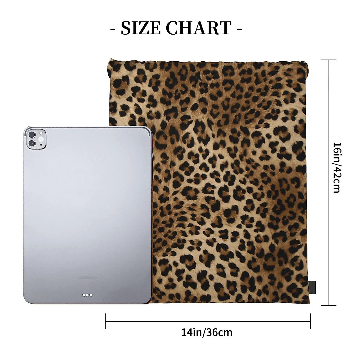 LAKUERVI Drawstring Backpack Bag Brown Leopard Print Sports Gym Sack Wildlife Animal Skin Pattern Drawstring Bag String Bag Decorative Shopping Sports Yoga Travel Backpack For Men Women