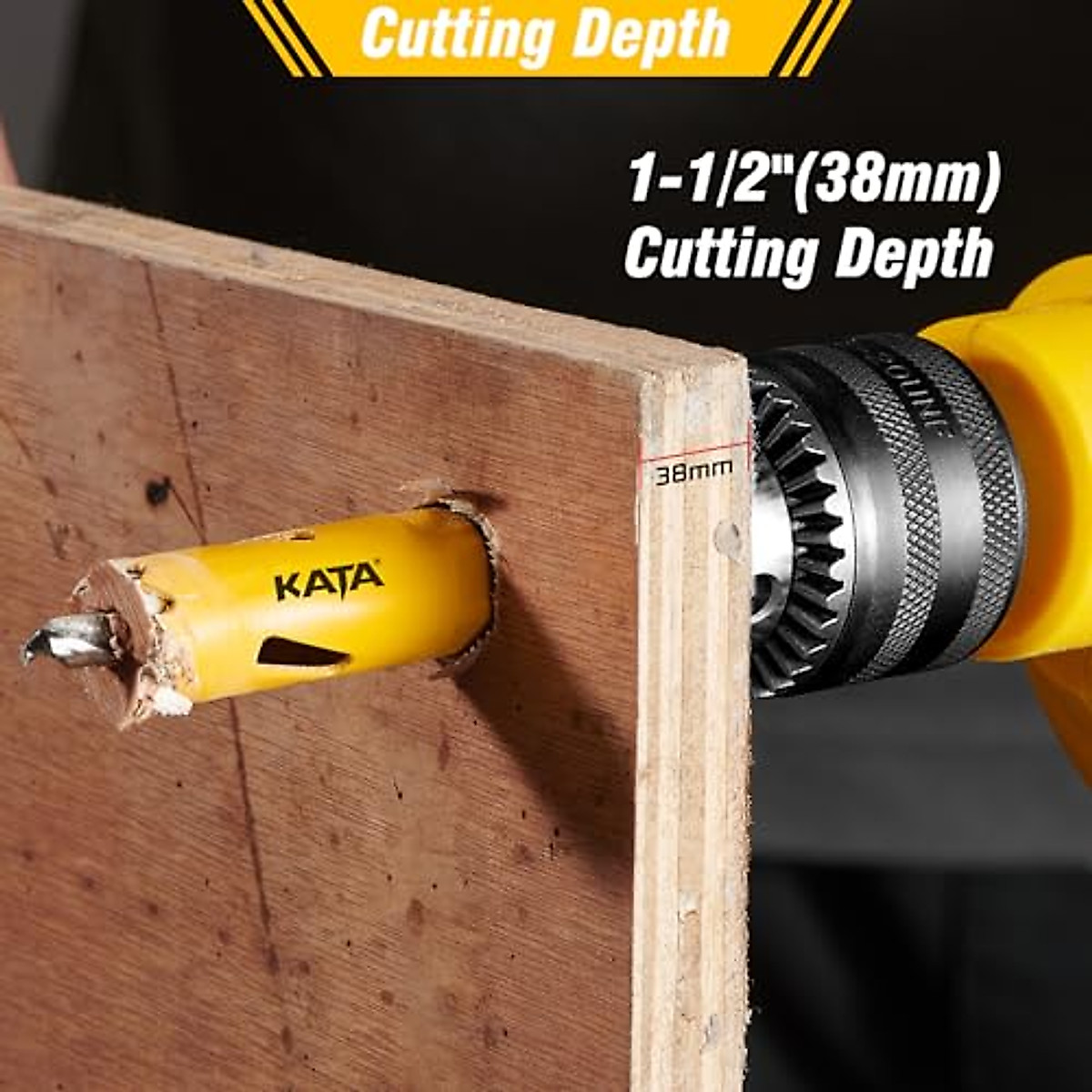 KATA Bi-Metal Hole Saw Kit, 7-Piece Metal Hole Saw Set with 1-1/4" to 2-1/8"(32-38-44-54mm) Hole Drill Cutter with Mandrels, Drill Bit, Hex Key for Metal, Wood, PVC, Plastic