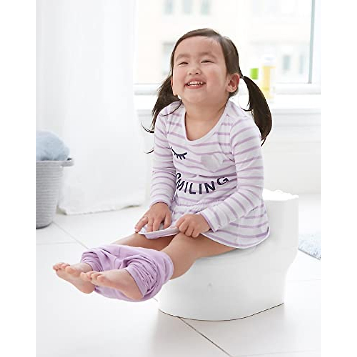 Skip Hop Potty Training Toilet with Easy Clean Coating & Baby Wipes Holder, White