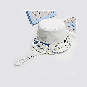 Toddler Bucket Hat Removable Face Shield Hat Cap for Baby Boys Girls Sun Hat UPF50 Anti Spitting Outdoor for Kids, Whiteanimal, 50cm/19.7"=12-24 Months
