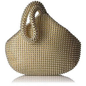 Jessica McClintock womens Staci Mesh Wristlet Pouch Evening Handbag, Light Gold, One Size US