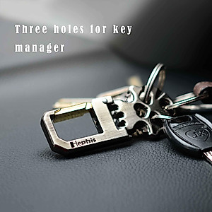 Hephis Solid Keychain with Handy Bottle Opener,Heavy Duty Key Management,Durable Car Key Chains for Men and Women(Matte Black and Gold)