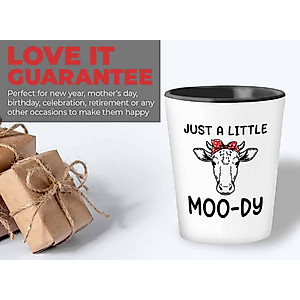 Bubble Hugs Farmer Shot Glass 1.5oz - Just a little moo-dy - Funny Farmer Gifts for Men Vintage Stuff Adult Cow Tractor Chicken Guy Farming