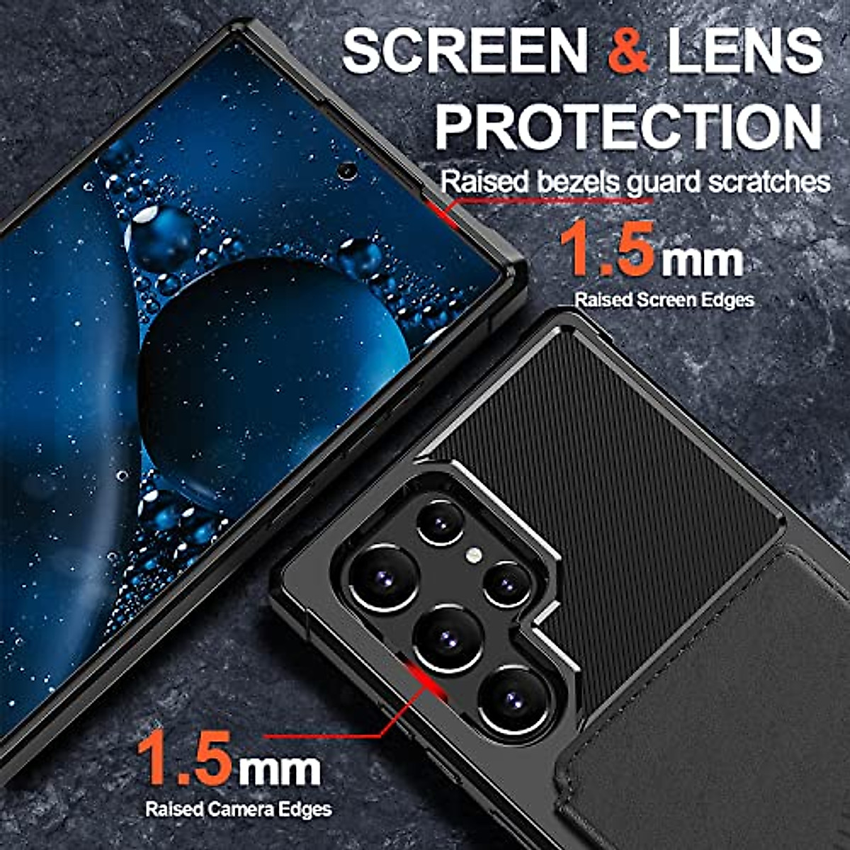 GooseBox for Galaxy S22 Ultra Case with Card Holder, Magnetic Car Mount [RFID Blocking] Shock-Resistant Soft TPU + Leather Double Layers Protection Wallet Case for Galaxy S22 Ultra 2022(Black)