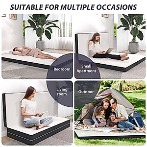 Folding Mattress, Tri-Fold Gel Memory Foam Mattress Portable Foldable Mattress with Washable Cover & Non-slip Bottom & Breathable Mesh Sides, Certipur-Us Certified, Fiberglass Free, (4 Inch, Full)