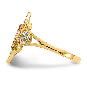 IceCarats 14K Two Tone Gold White Holy Cross Ring Christian Religious Band Size 7