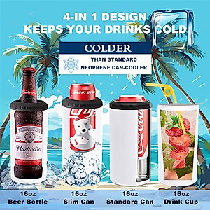 ZREGGUR 25packs 16Oz sublimation Blank tumblers Skinny 4 in 1 Can Cooler with straw and lid Stainless Steel Insulated Can Holder,Can Coozie, Works With Slim Can,Standard Cans,Beer Bottles