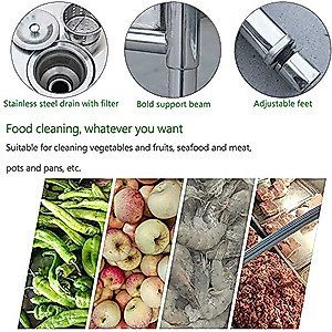 Thicken Independent 201 Utility Stainless Sink Portable Commercial Stainless Steel Sinks with Faucet Suitable for Outdoor Indoor Garage Kitchen Laundry Room (60 X 60 X 80cm)