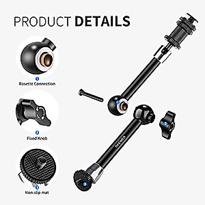 NEEWER Upgraded Super Clamp and 11" Adjustable Friction Power Articulating Magic Arm Compatible with SmallRig Camera Cage/Rig, Further Expansion for Monitor/LED Light/Webcam, Max Load 4.4lb/2kg, ST20