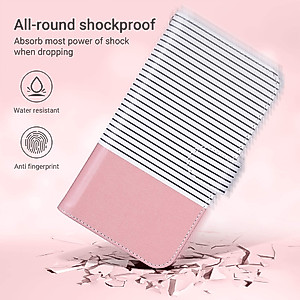 ULAK Compatible with iPhone 11 Wallet Case with Card Holder, PU Leather Flip Cover with Kickstand Magnetic Closure, TPU Shockproof Interior Protective Case for iPhone 11 6.1 Inch, Pink Stripes