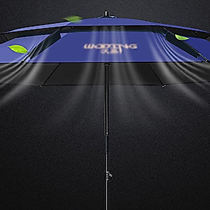 WYFFF 2.2m/7ft Patio Cantilever Umbrella, Hanging Blue Garden Umbrella, Octagonal Fishing Umbrella, for Garden, Deck, Backyard, Pool and Beach