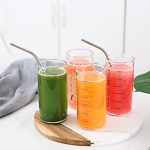 KKC HOME ACCENTS Glass Cups with Ounce Measurement for Drinking,Drinking Glass Cups with Measurements set of 2, 10 oz