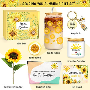 Sunflower Gifts for Women Get Well Soon Gift Baskets for Women Self Care Birthday Gifts for Women Inspirational Gifts Sunshine Box Care Package for Women