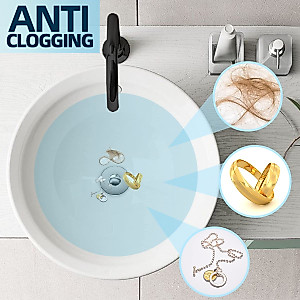 Universal 2 in 1 Bathroom Sink Stopper, Pop Up Bathroom Sink Drain Strainer with Anti-Clogging Filter Basket, Bathroom Drain Stopper Sink Plug for 1.06"-1.65" Basin Drain Holes
