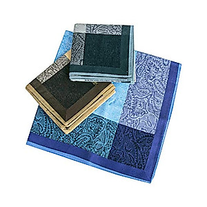 COOUSML Mens Soft Cotton Handkerchiefs Paisley Assorted Hankies Gift Set